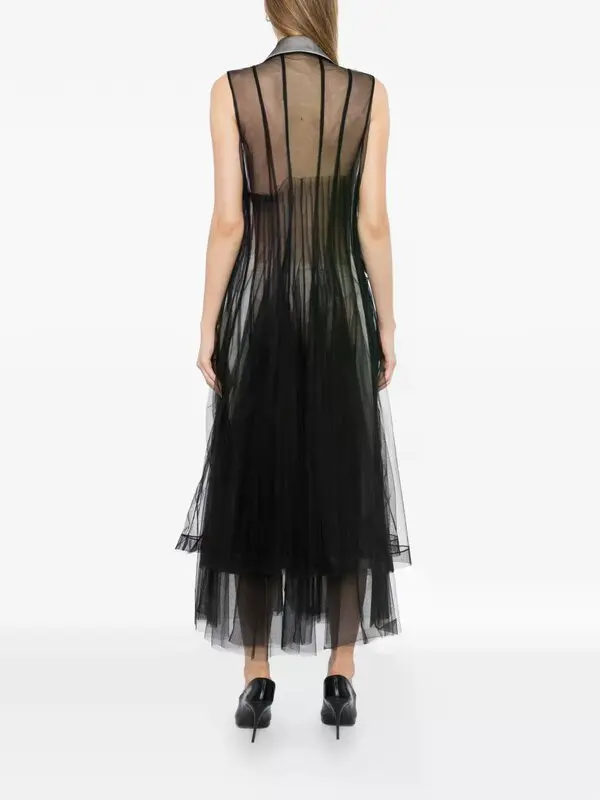 QUETSCHE Sleeveless Tailored Dress With Tulle Overlay