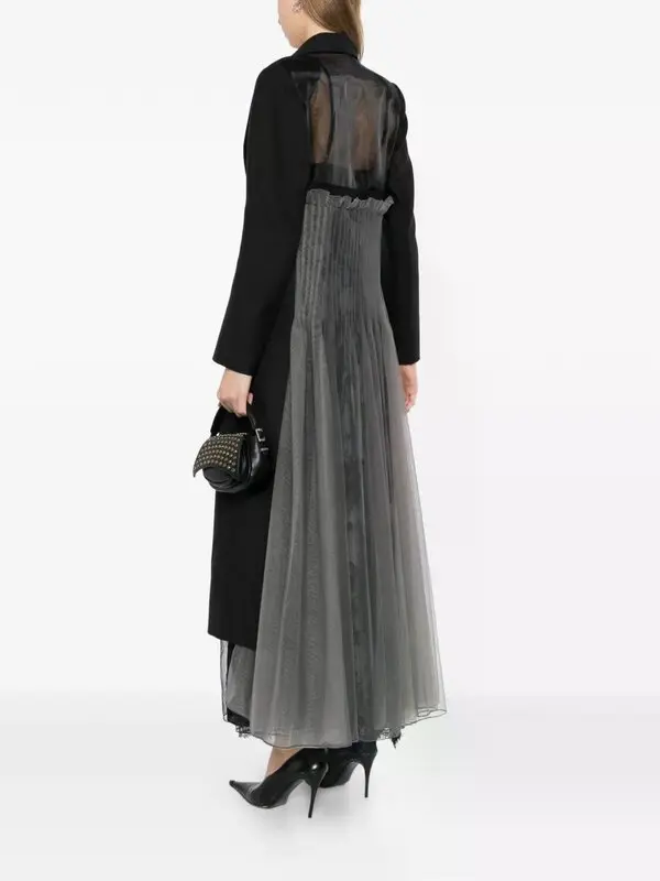 QUETSCHE Single-breasted Coat With Tulle Trim
