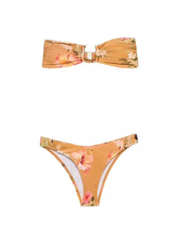 Zimmermann Mahon Bamboo Floral-print Bikini - Neutrals