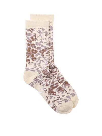 Pink Crew Socks With Patterned Design - Print