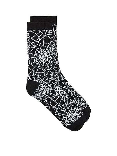 Pink Crew Socks With Patterned Design - Print