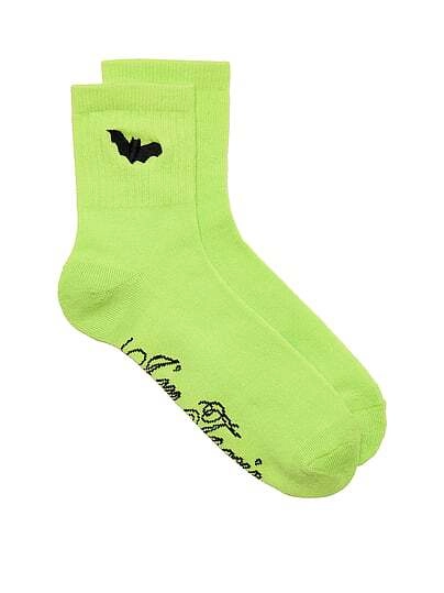 Pink 1-pack Quarter Socks With Embroidered Detail - Green