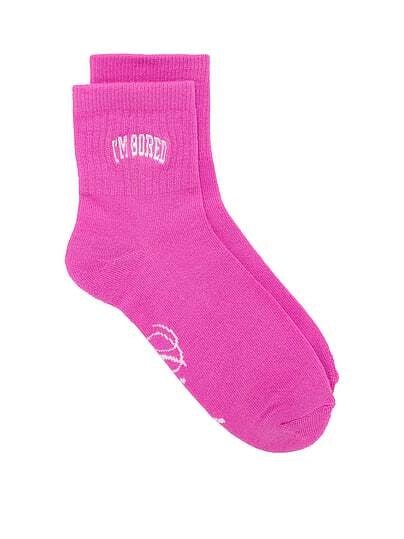Pink 1-pack Quarter Socks With Embroidered Detail - Pink