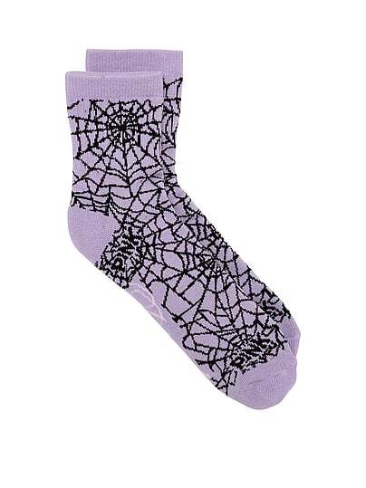 Pink 1-pack Quarter Socks With Embroidered Detail - Print