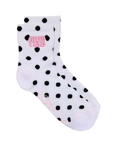 Pink 1-pack Quarter Socks With Embroidered Detail - Print