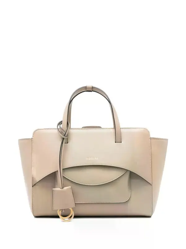 HIDESINS Beige Leather Tote Bag With Top Handles And Flap Detail - Neutrals