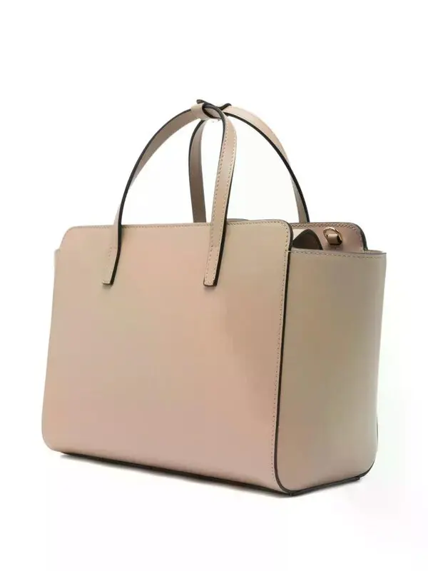HIDESINS Beige Leather Tote Bag With Top Handles And Flap Detail - Neutrals