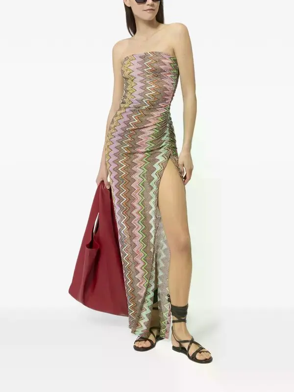 Missoni Zigzag-knit Ruched Maxi Dress