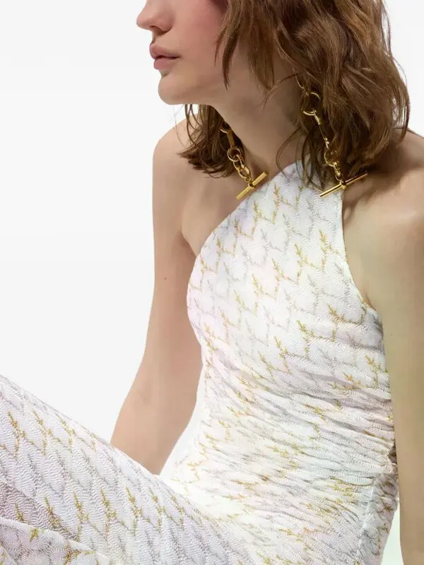 Missoni One-shoulder Zigzag Pattern Maxi Dress