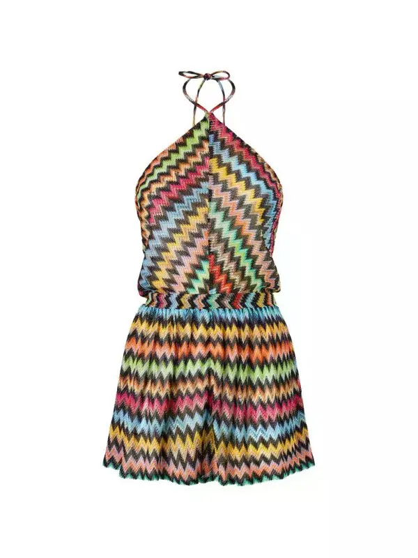Missoni Zigzag Knit Halterneck Playsuit - Black