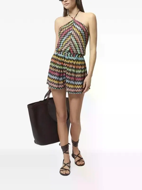 Missoni Zigzag Knit Halterneck Playsuit - Black