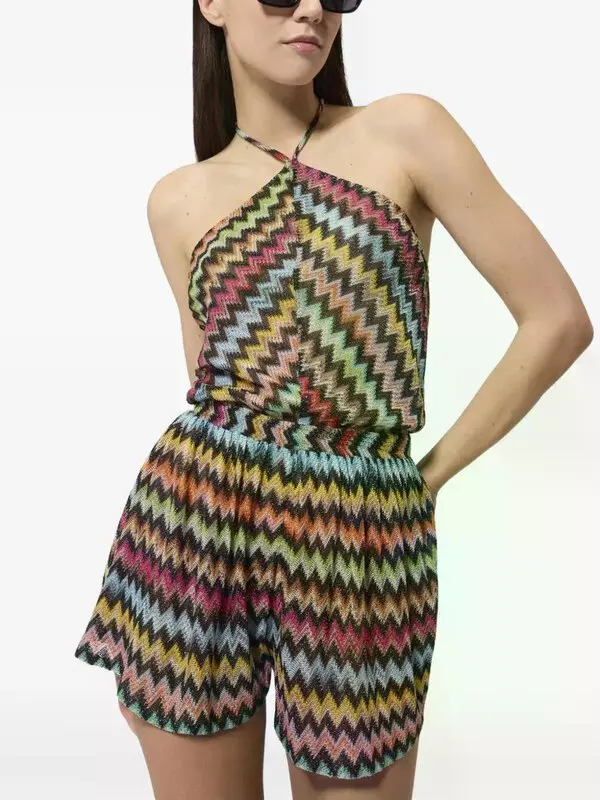 Missoni Zigzag Knit Halterneck Playsuit - Black