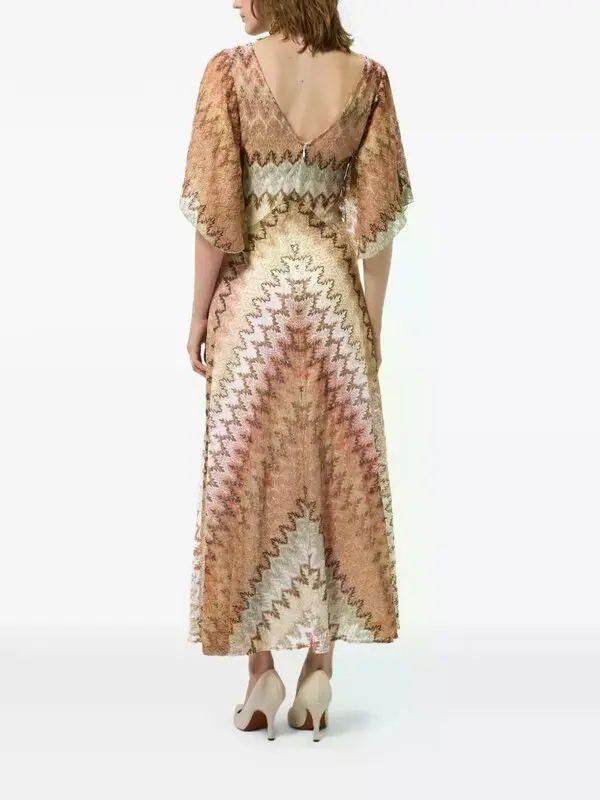 Missoni Zigzag Butterfly-sleeve Maxi Dress - Neutrals