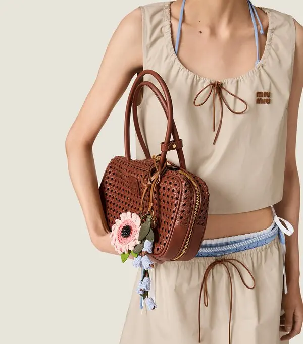 Miu Miu Panama Cotton Crop Top With Drawstring