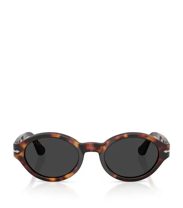 Persol Tortoiseshell Effect Round Frame Acetate Sunglasses - Brown