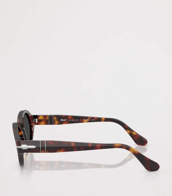 Persol Tortoiseshell Effect Round Frame Acetate Sunglasses