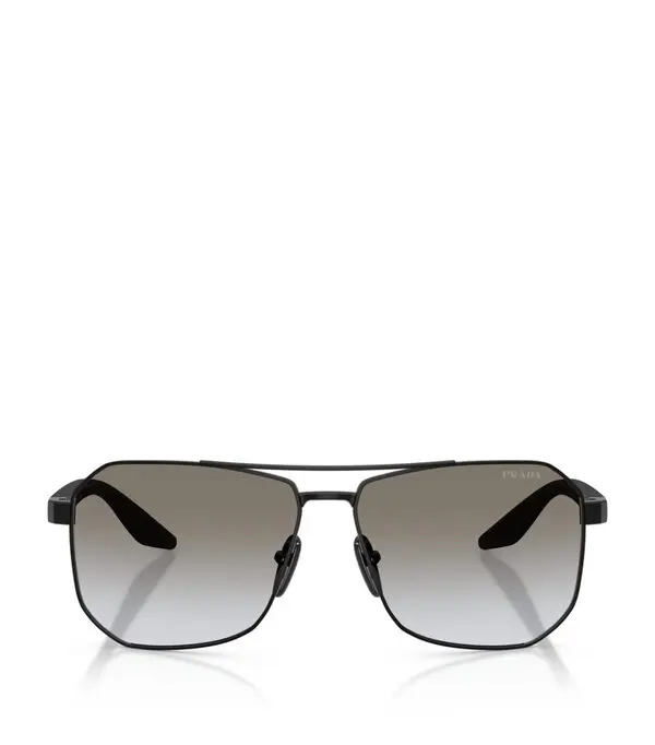 Prada Metal Geometric Sunglasses - Black