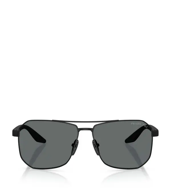 Prada Metal Geometric Sunglasses - Black