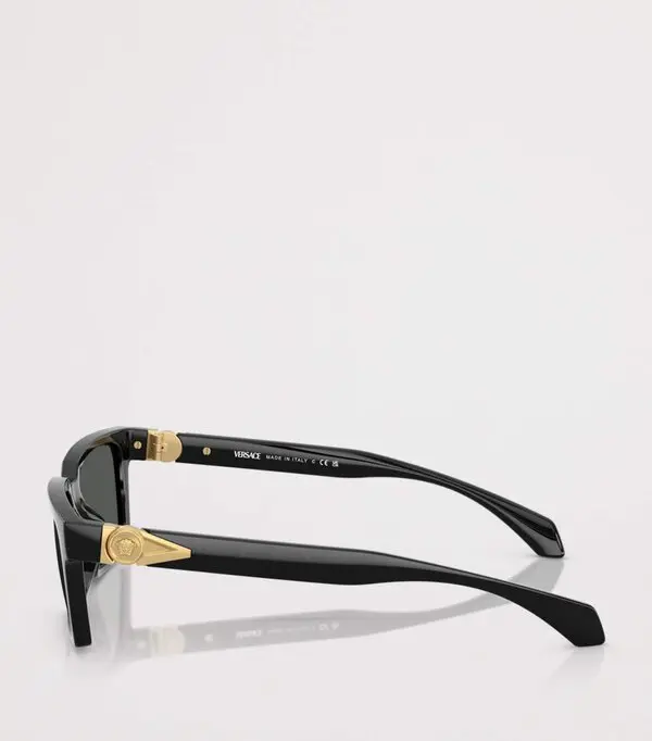 Versace Acetate Rectangular Frame Sunglasses With Medusa Detail
