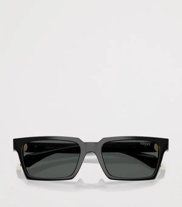 Versace Acetate Rectangular Frame Sunglasses With Medusa Detail