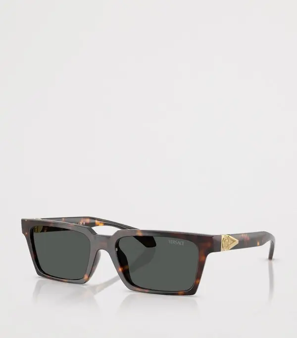 Versace Rectangular Tortoiseshell Sunglasses With Medusa Detail