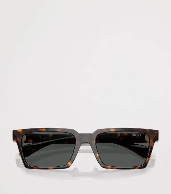 Versace Rectangular Tortoiseshell Sunglasses With Medusa Detail