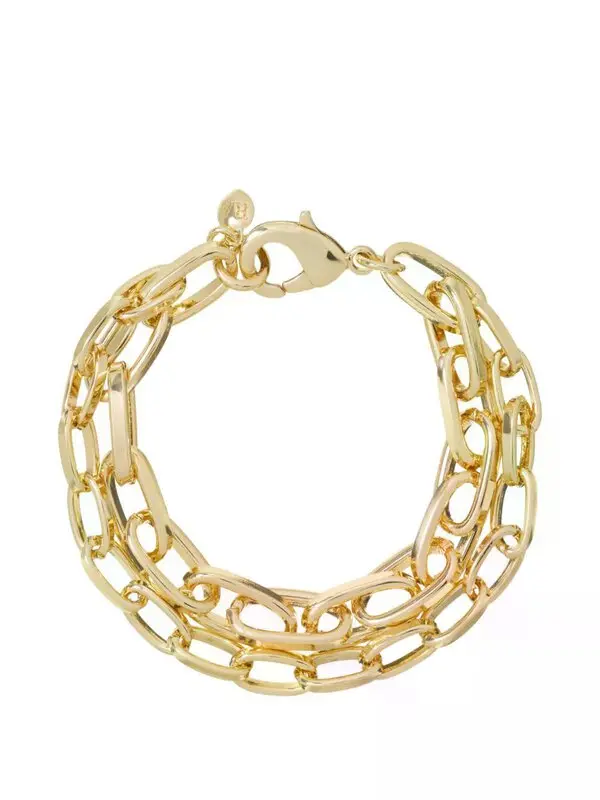 ROXANNE ASSOULIN Tone Layered Paperclip Chain Bracelet With Charm - Gold