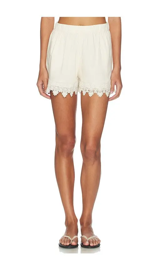 BOBI Lace Trimmed Rayon Shorts