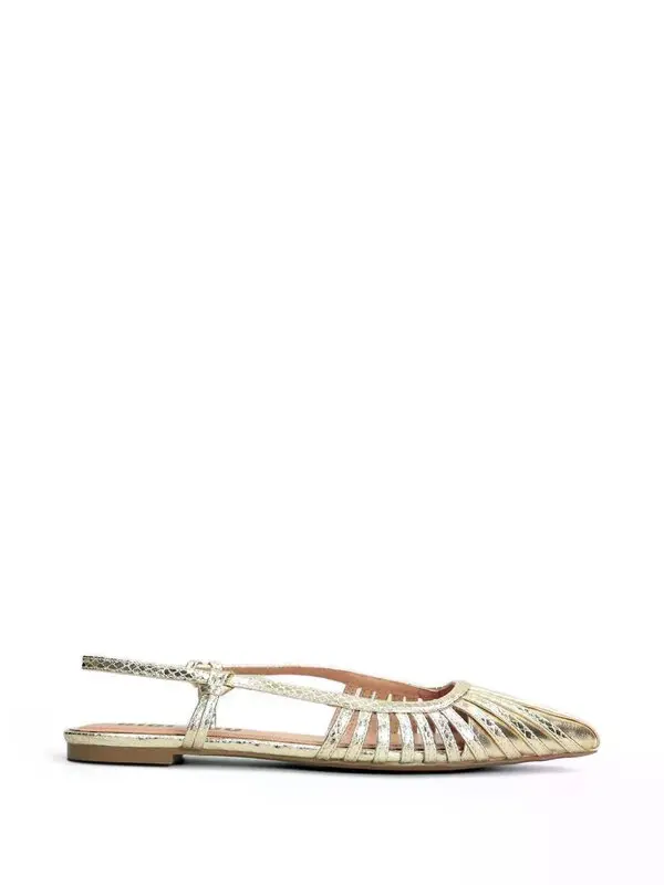 BIBI LOU Snakeskin-effect Cage Ballet Flats - Gold
