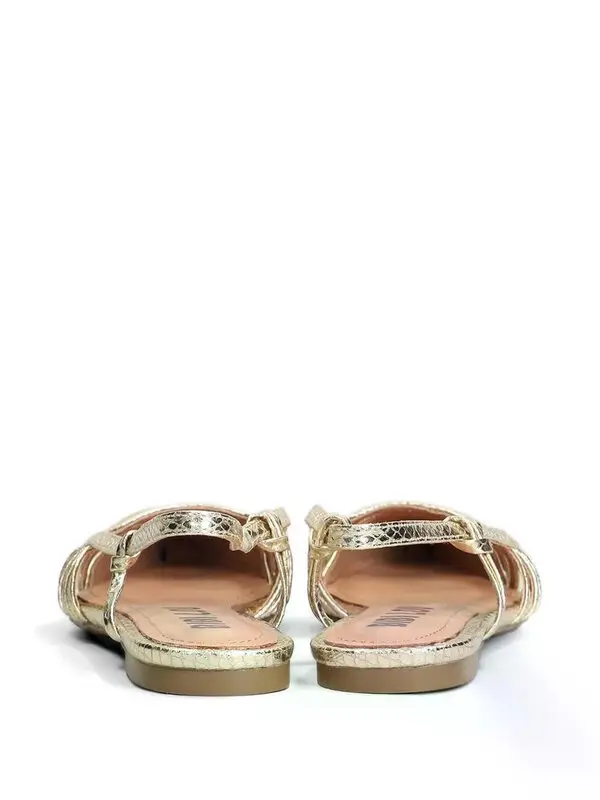 BIBI LOU Snakeskin-effect Cage Ballet Flats - Gold
