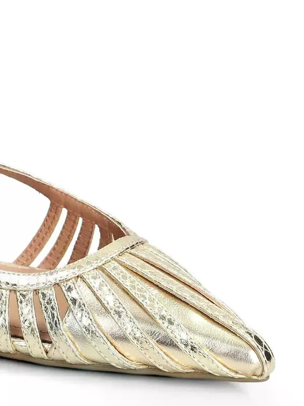 BIBI LOU Snakeskin-effect Cage Ballet Flats - Gold