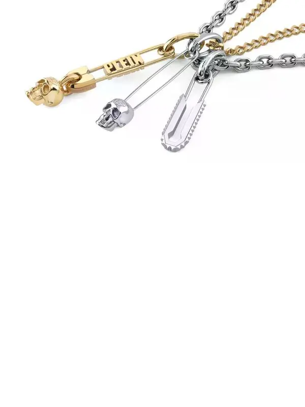 Philipp Plein Multi-strand Safety Pin Pendant Necklace - Gold