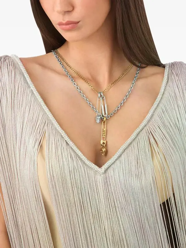 Philipp Plein Multi-strand Safety Pin Pendant Necklace - Gold