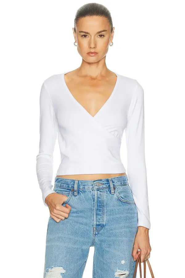 Donni. Baby Rib Criss Cross Long Sleeve Tee