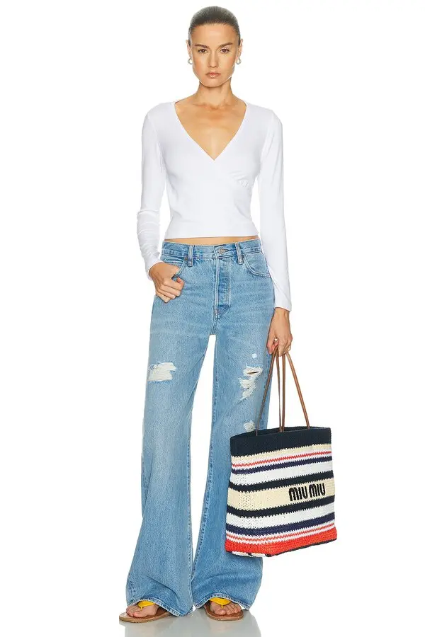 Donni. Baby Rib Criss Cross Long Sleeve Tee