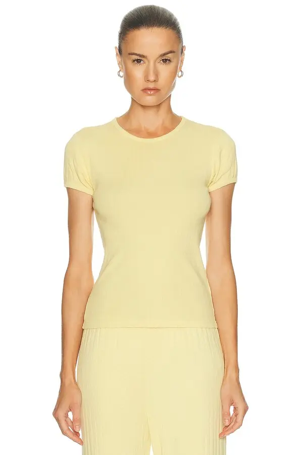 Donni. The Pointelle Baby Tee - Butter