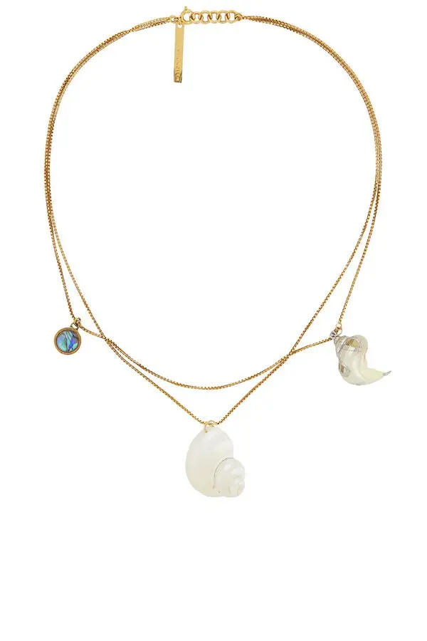Dries Van Noten Gold-tone Shell And Resin Pendant Necklace - Brass