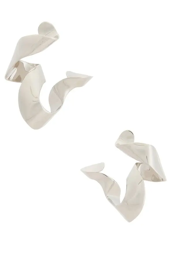 Dries Van Noten Brass Palladium Plated Twisted Drop Earrings - Silver