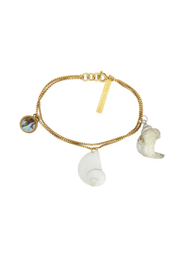 Dries Van Noten Natural Shell And Resin Charm Bracelet - Brass