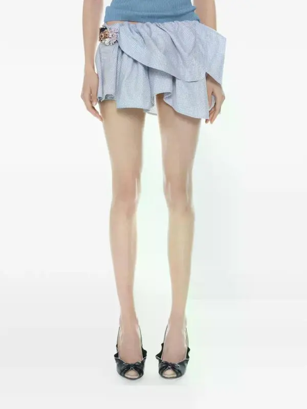 AUGUST BARRON Checked Ruffled Mini Skirt
