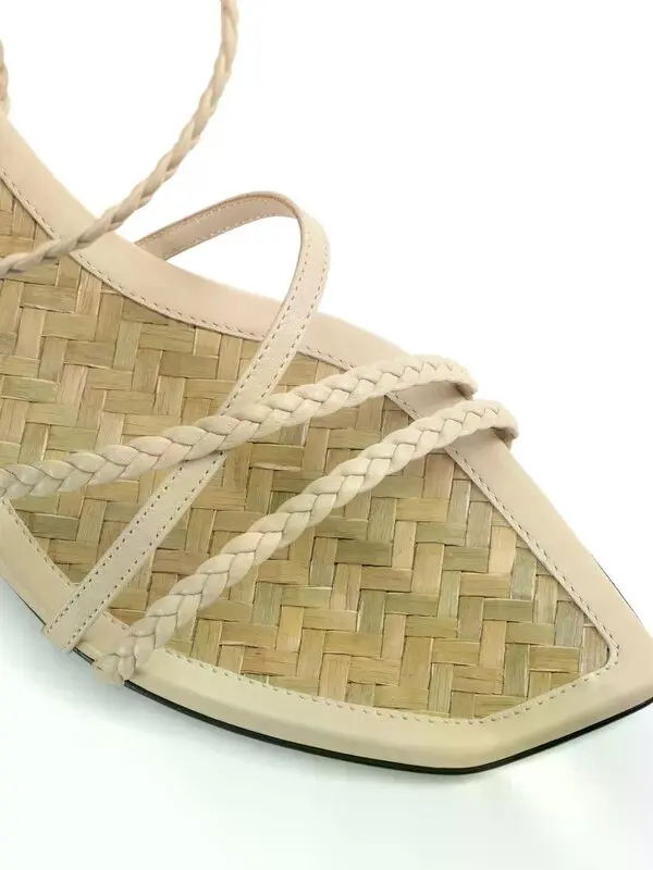 SERGIO ROSSI Braided Ankle Strap Sandals