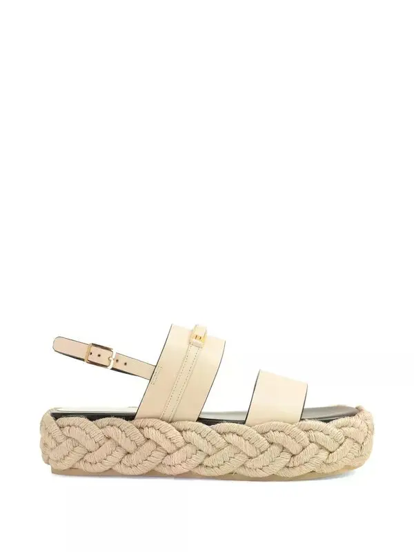 SERGIO ROSSI Platform Espadrille Sandals With Gold-tone Hardware - Neutrals