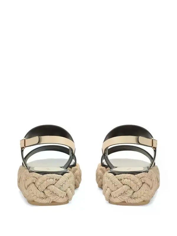 SERGIO ROSSI Platform Espadrille Sandals With Gold-tone Hardware - Neutrals