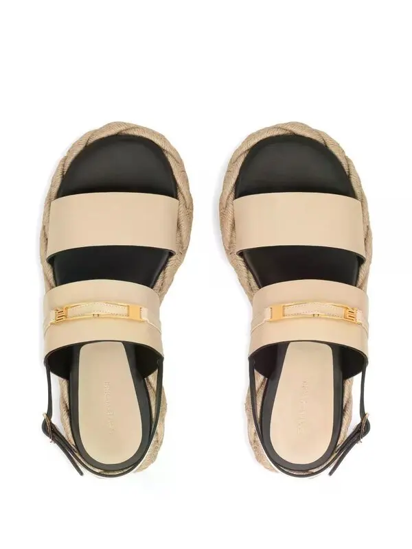 SERGIO ROSSI Platform Espadrille Sandals With Gold-tone Hardware - Neutrals