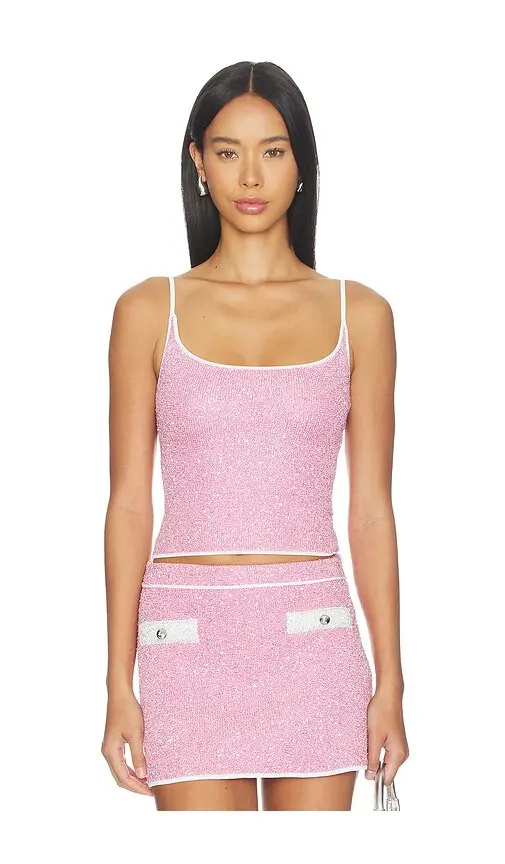 Retrofete Orphee Embellished Knit Top - Pink