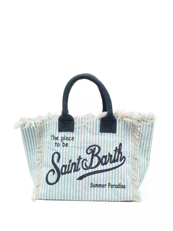 MC2 SAINT BARTH Striped Frayed Beach Bag