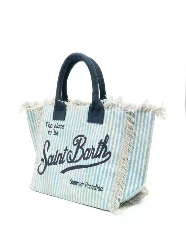 MC2 SAINT BARTH Striped Frayed Beach Bag