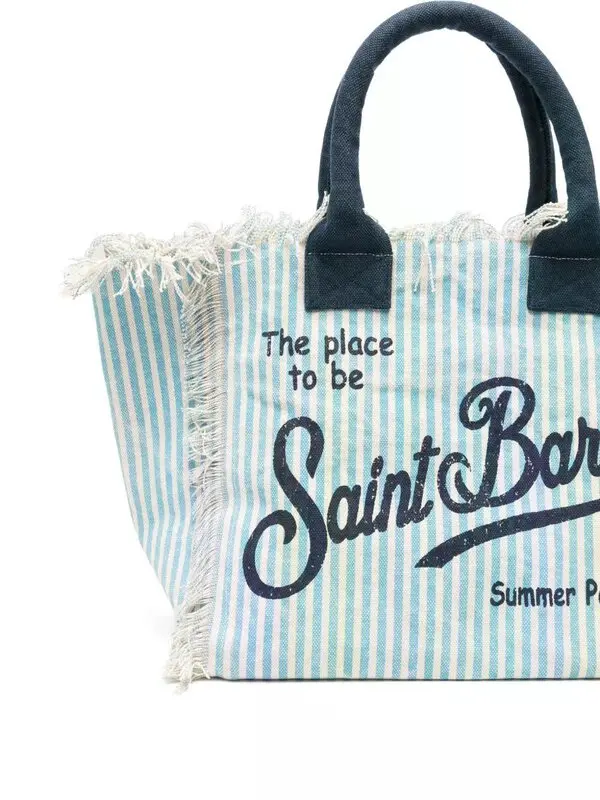 MC2 SAINT BARTH Striped Frayed Beach Bag
