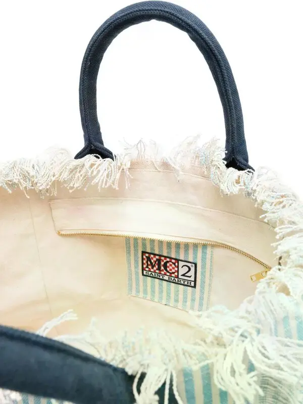 MC2 SAINT BARTH Striped Frayed Beach Bag