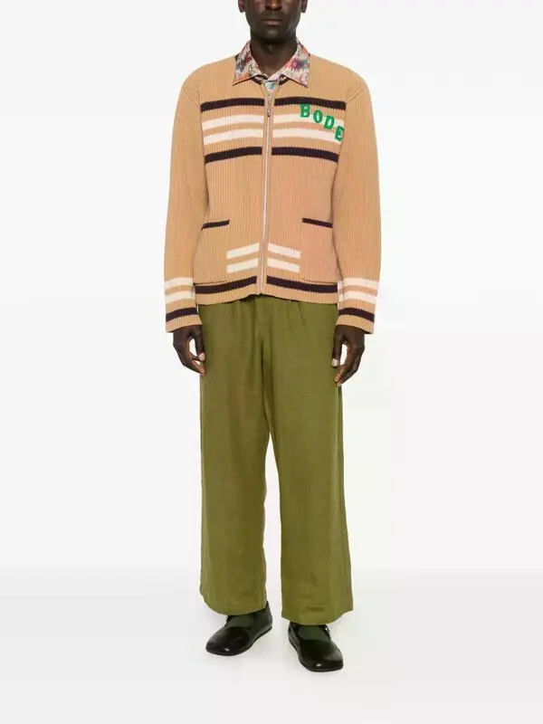 BODE Timber Stripe Zip-up Cardigan